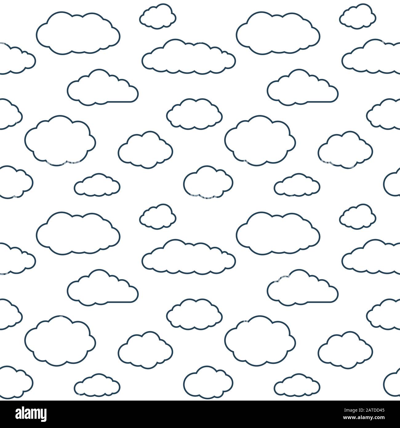 Clouds seamless pattern. White continuous background with outline sky ...
