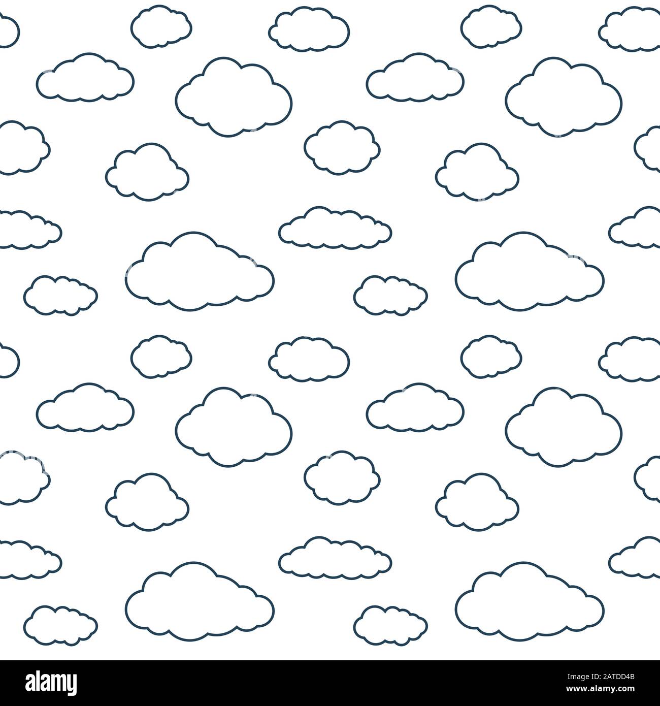Clouds seamless pattern. White continuous background with outline sky ...