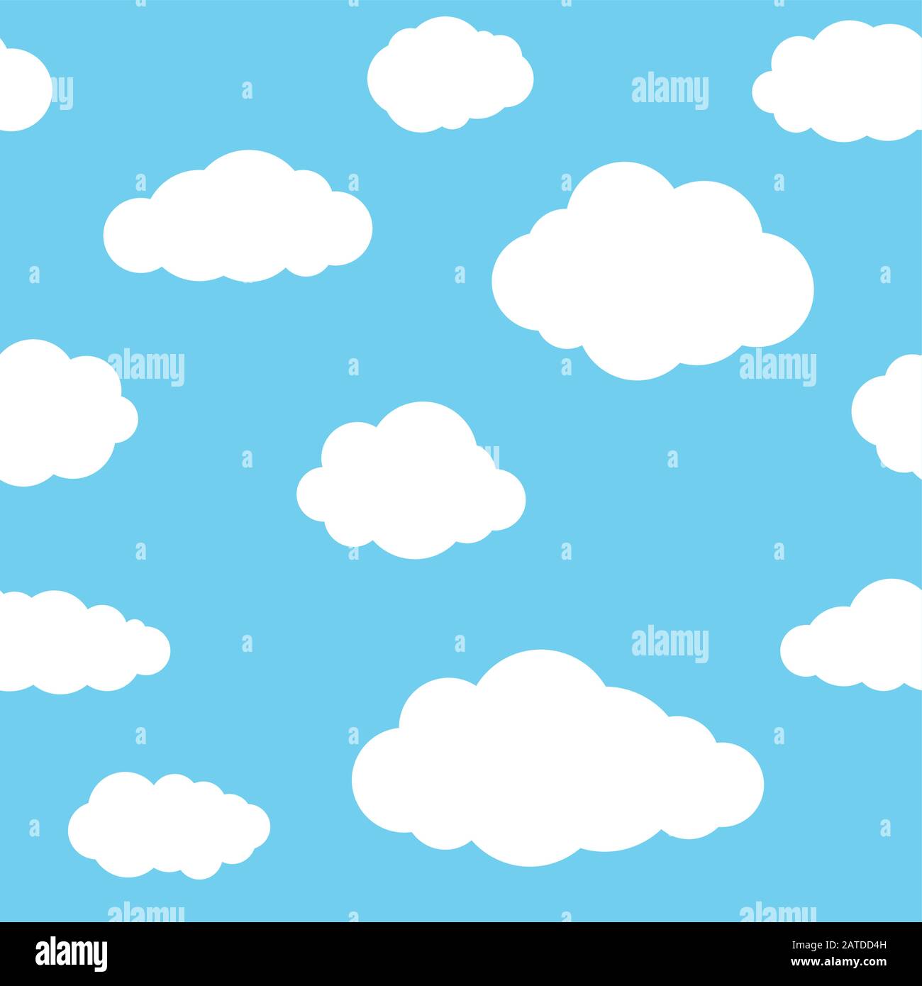 Clouds seamless pattern. Vivid blue continuous background with white ...