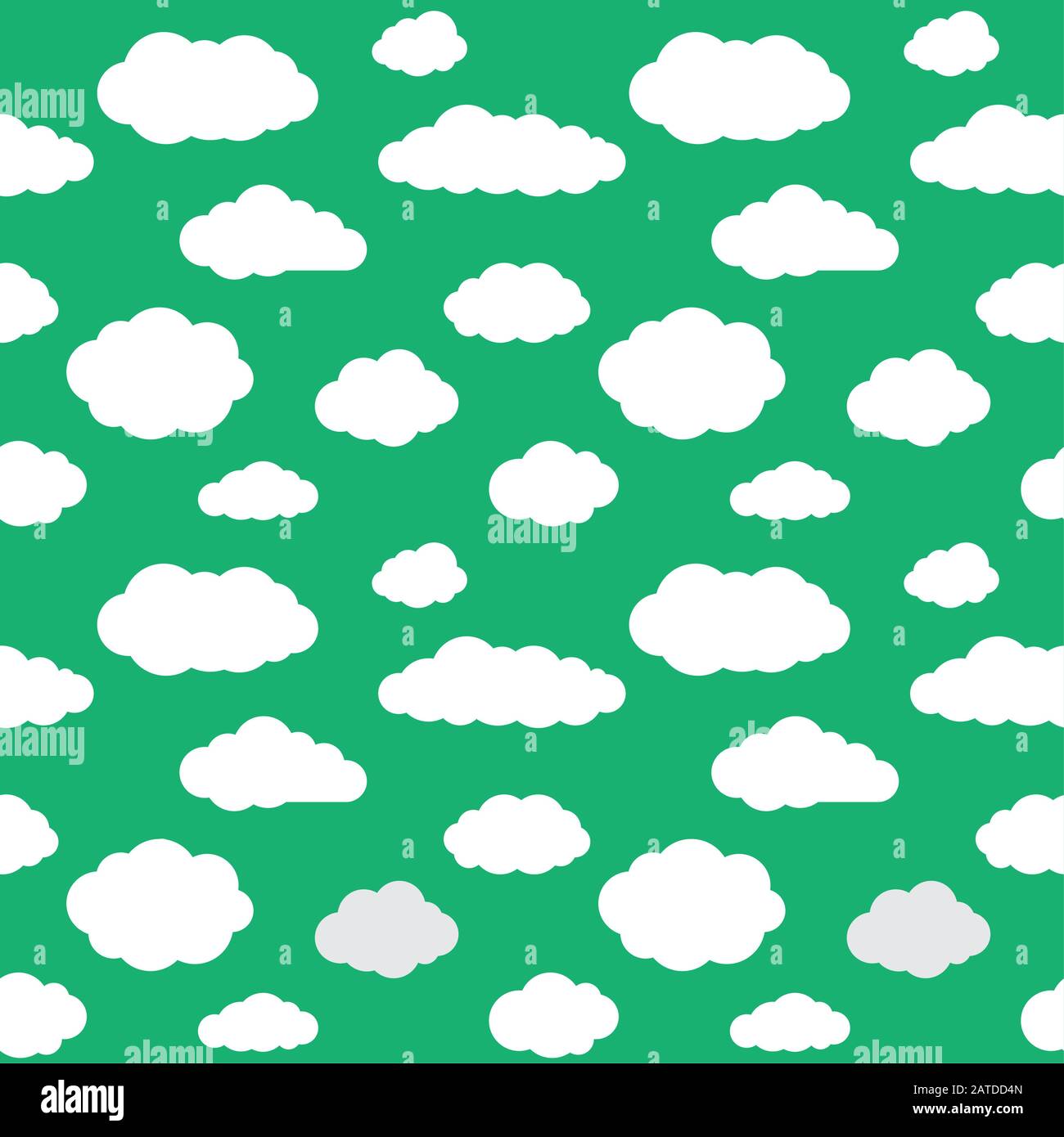Clouds seamless pattern. Vivid green background with white sky ...