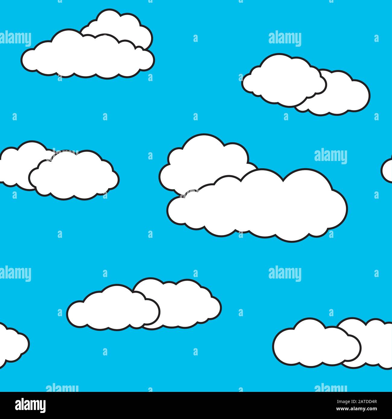 Seamless pattern with sky clouds. Vivid blue background with white ...