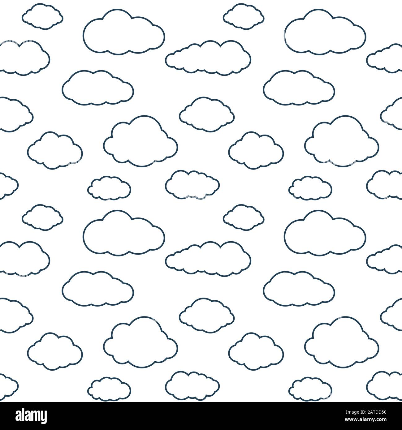 Clouds seamless pattern. White continuous background with outline sky ...