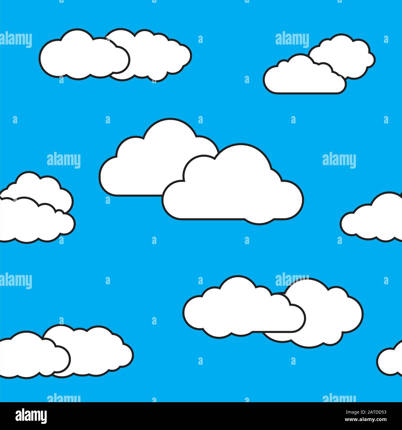 Seamless pattern with sky clouds. Vivid blue background with white ...