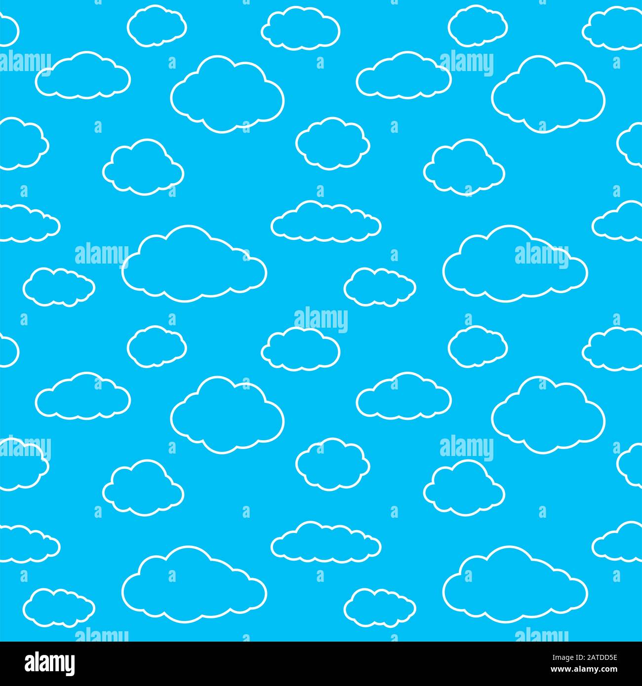 Clouds seamless pattern. Vivid sky blue continuous background with ...