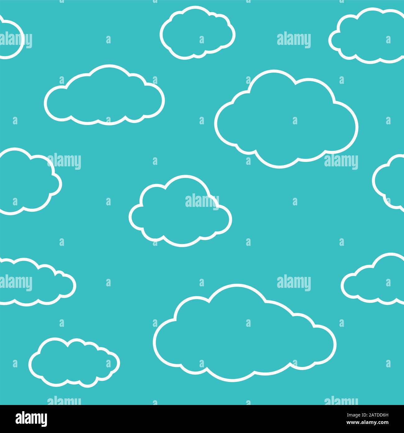 Clouds seamless pattern. Vivid greenish blue continuous background with ...