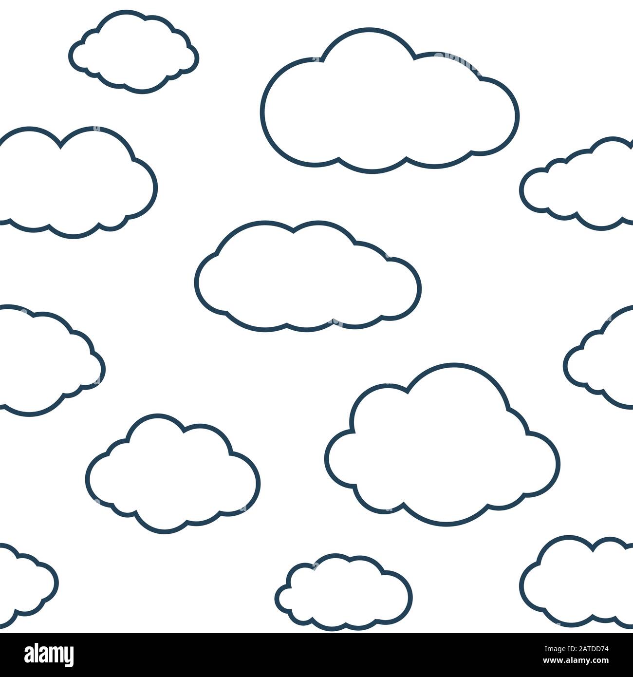 Clouds seamless pattern. White continuous background with outline sky ...