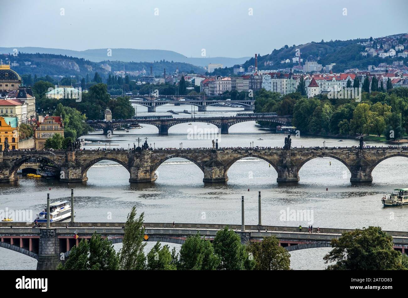 aerial view of the old bridges of Prague Stock Photo - Alamy