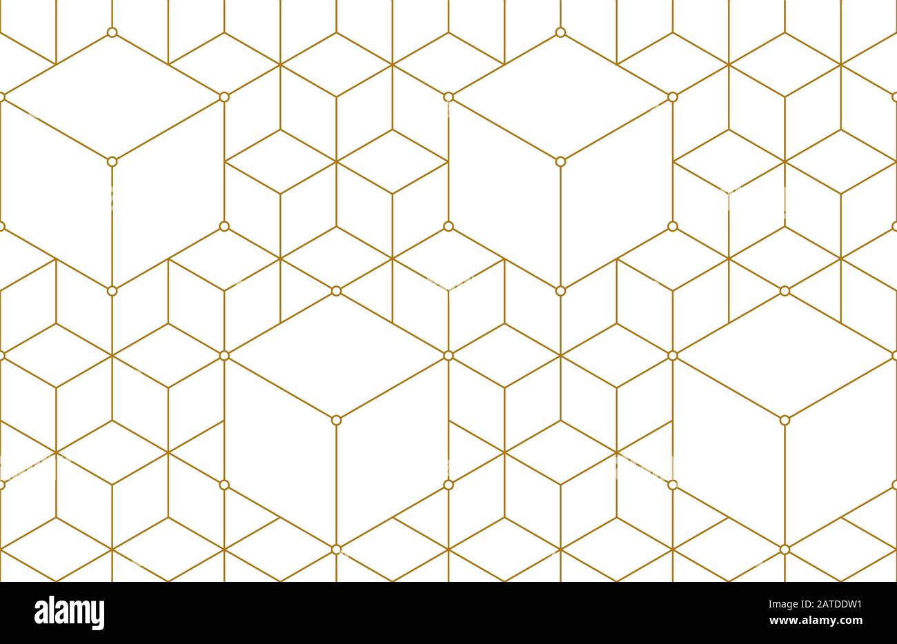 Golden lines, hexagons, rhombs and nodes seamless pattern. Geometric ...