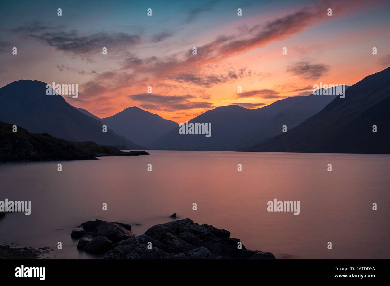 Sunrise over Wast Water a lake located in Wasdale, a valley in the ...