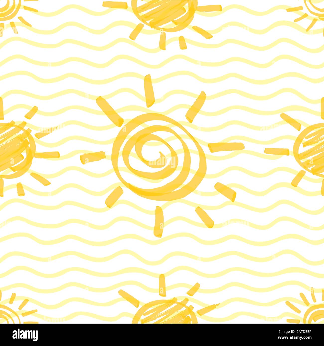 Seamless pattern with sun hand drawn by marker. Sunshine repeating ...
