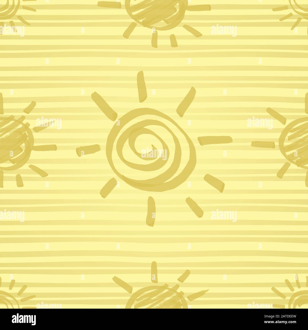Seamless pattern with gold painted sun hand drawn by marker. Sunshine ...