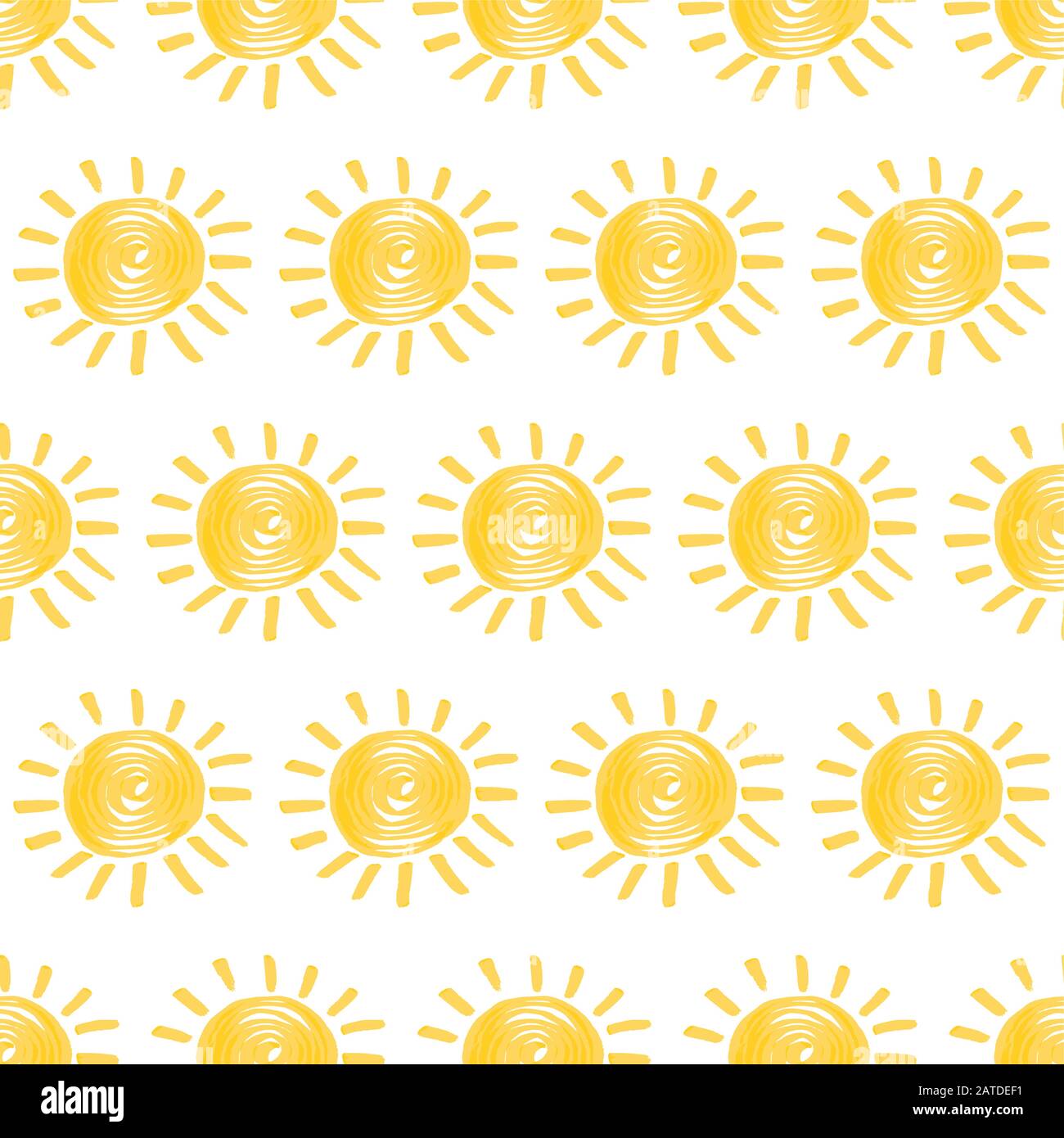 Seamless pattern with sun hand drawn by marker. Sunny repeating texture ...