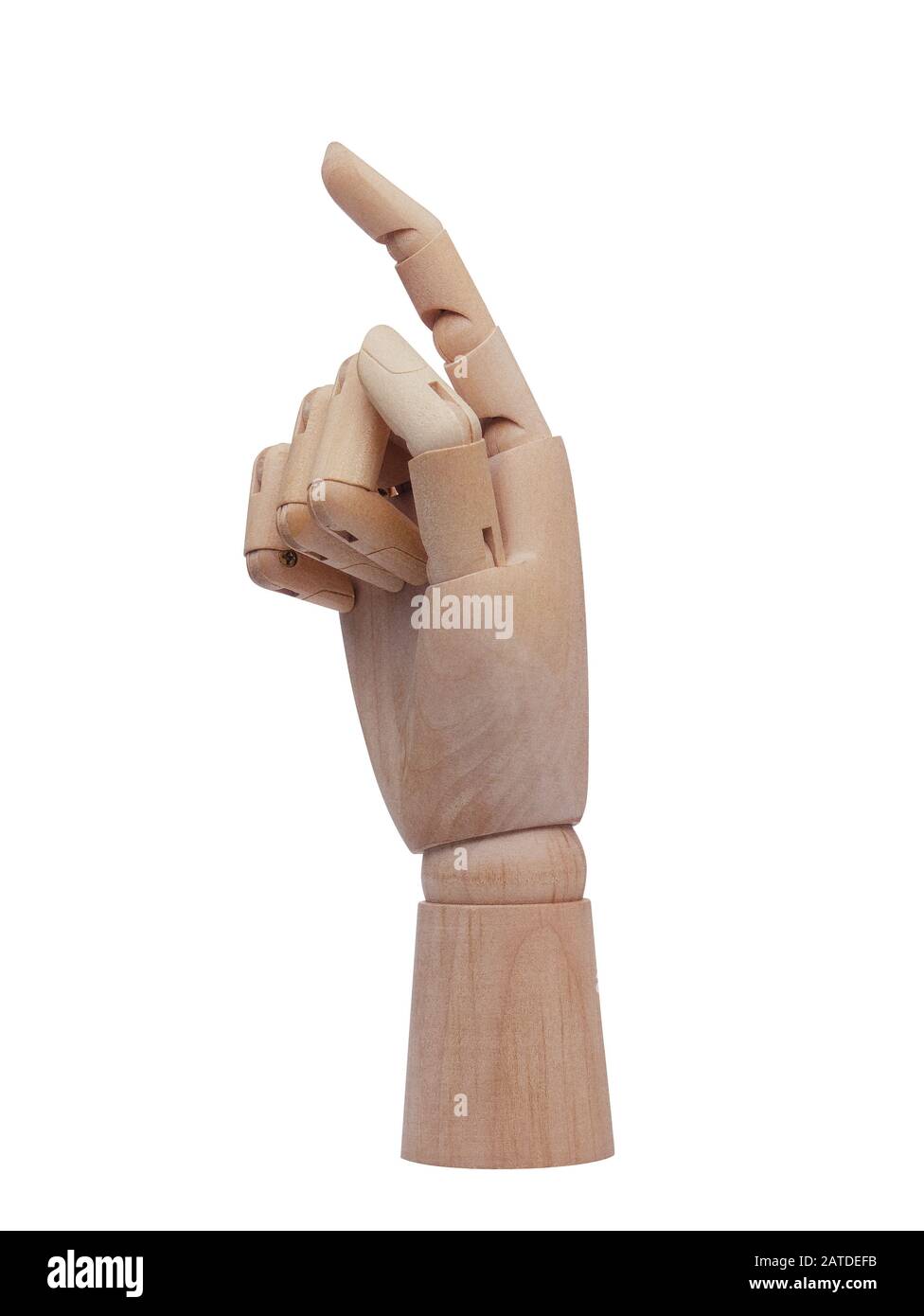 Human Wooden hand indicating gesture isolated Stock Photo - Alamy