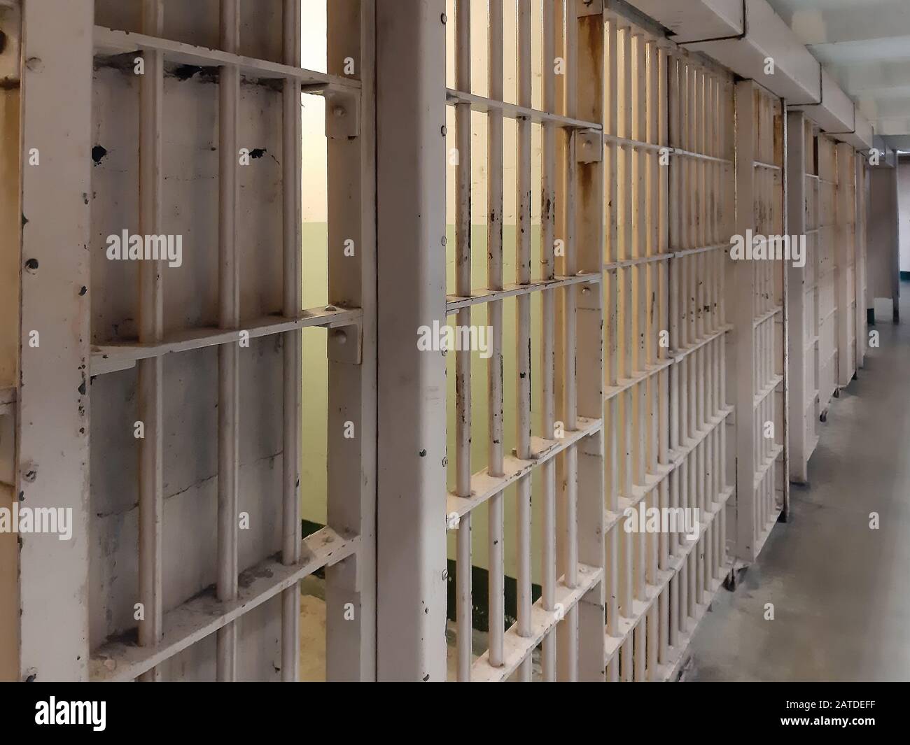 Perspective view old imprisonment jail cells or prison at unused old ...