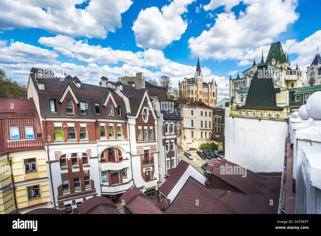 Kiev. Ukraine. Colored Kiev houses at Vozdvizhenka part Stock Photo - Alamy