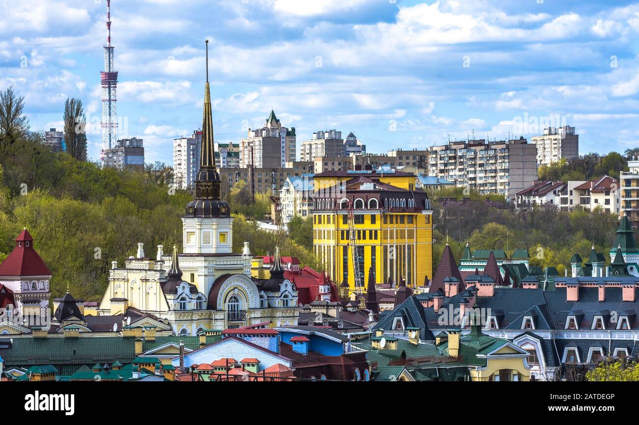 Old Podil district view from above of Kiev, Ukraine Stock Photo - Alamy
