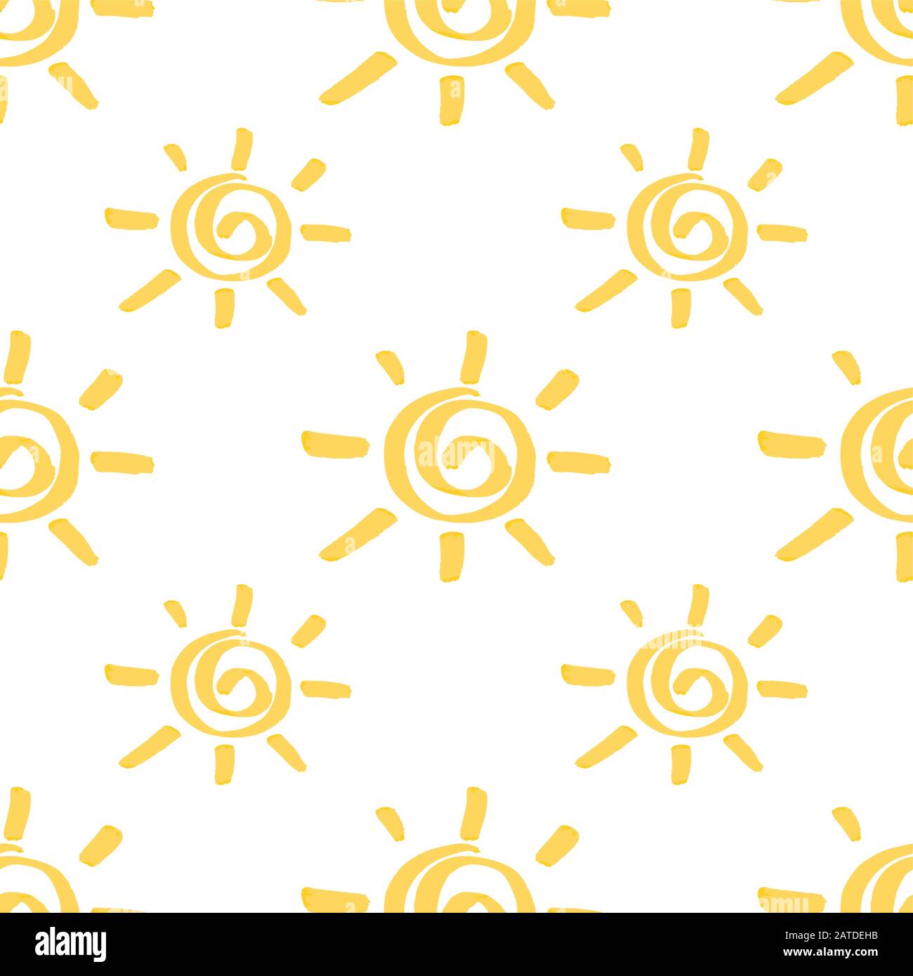 Seamless pattern with sun hand drawn by marker. Sunny repeating texture ...