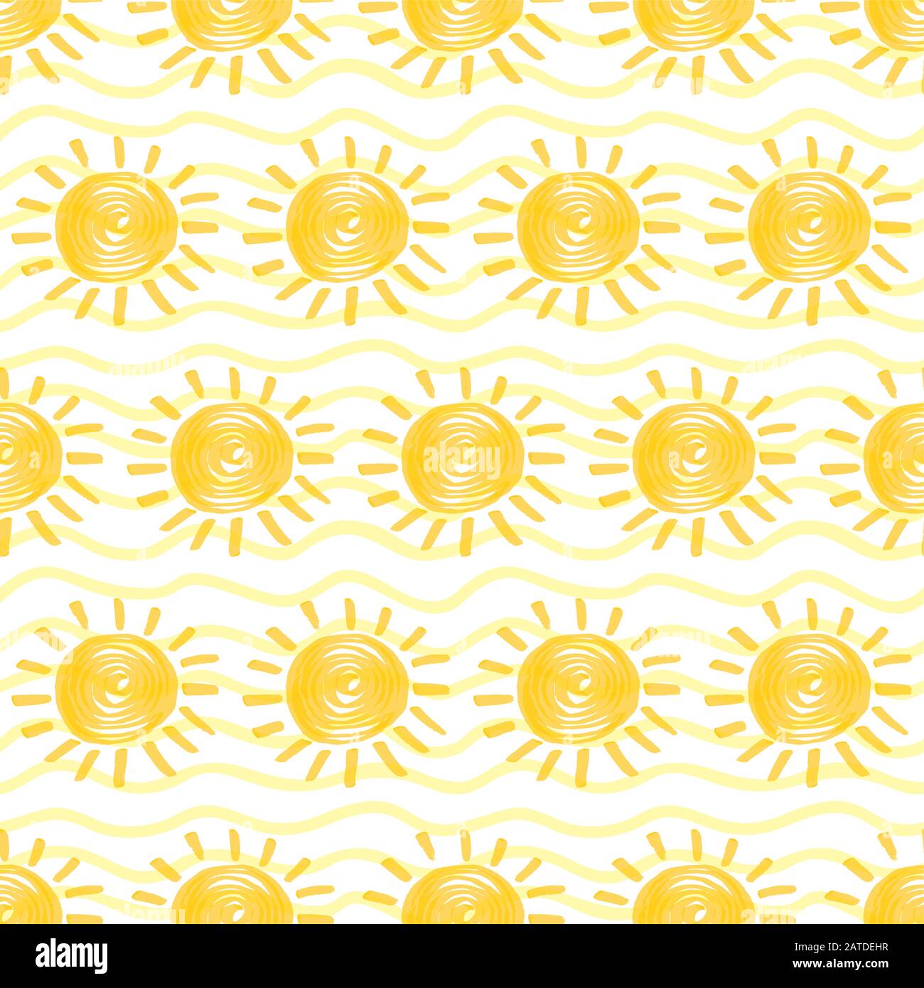 Seamless pattern with sun hand drawn by marker. Sunshine repeating ...
