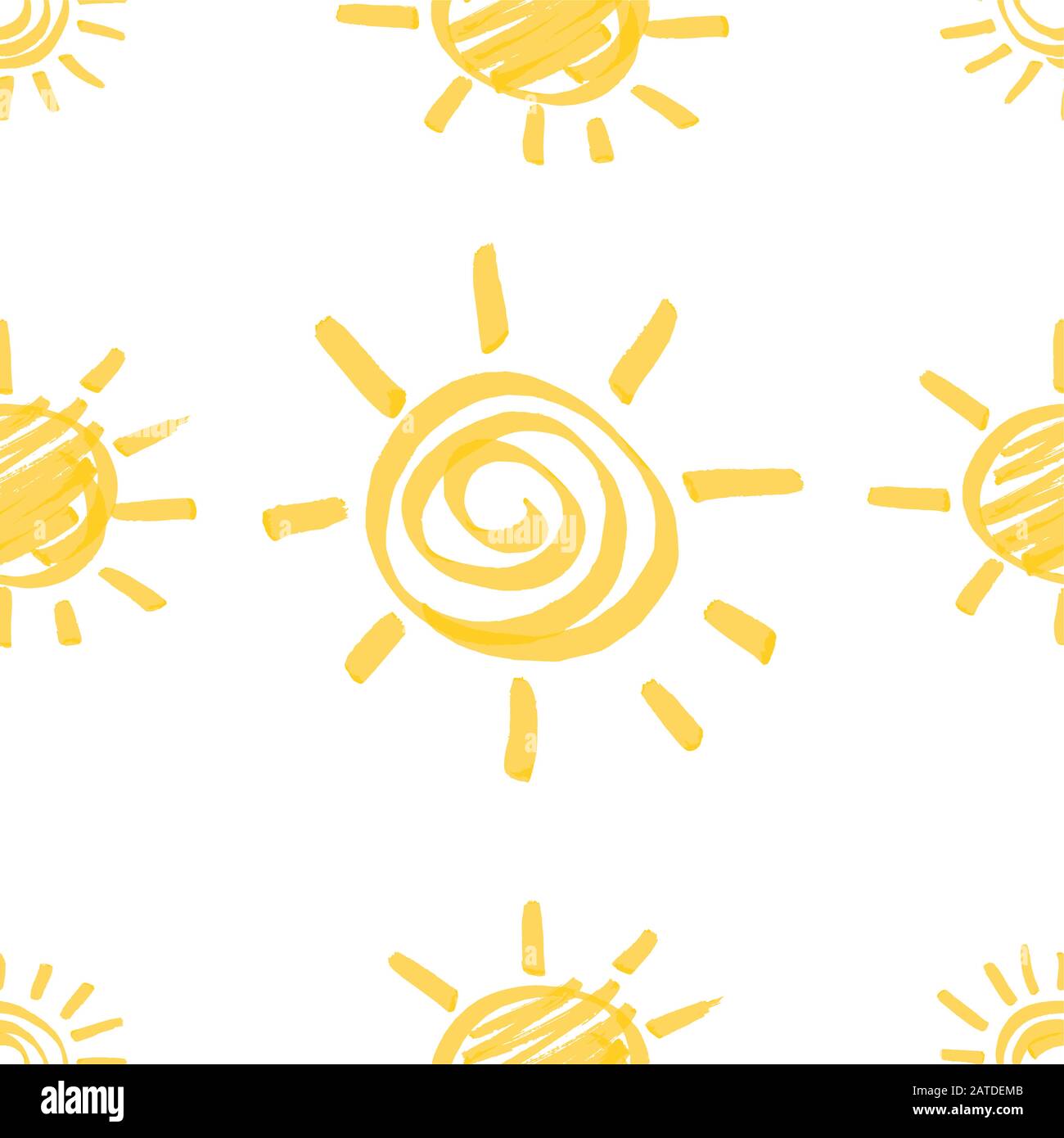 Seamless pattern with sun hand drawn by marker. Sunny repeating texture ...
