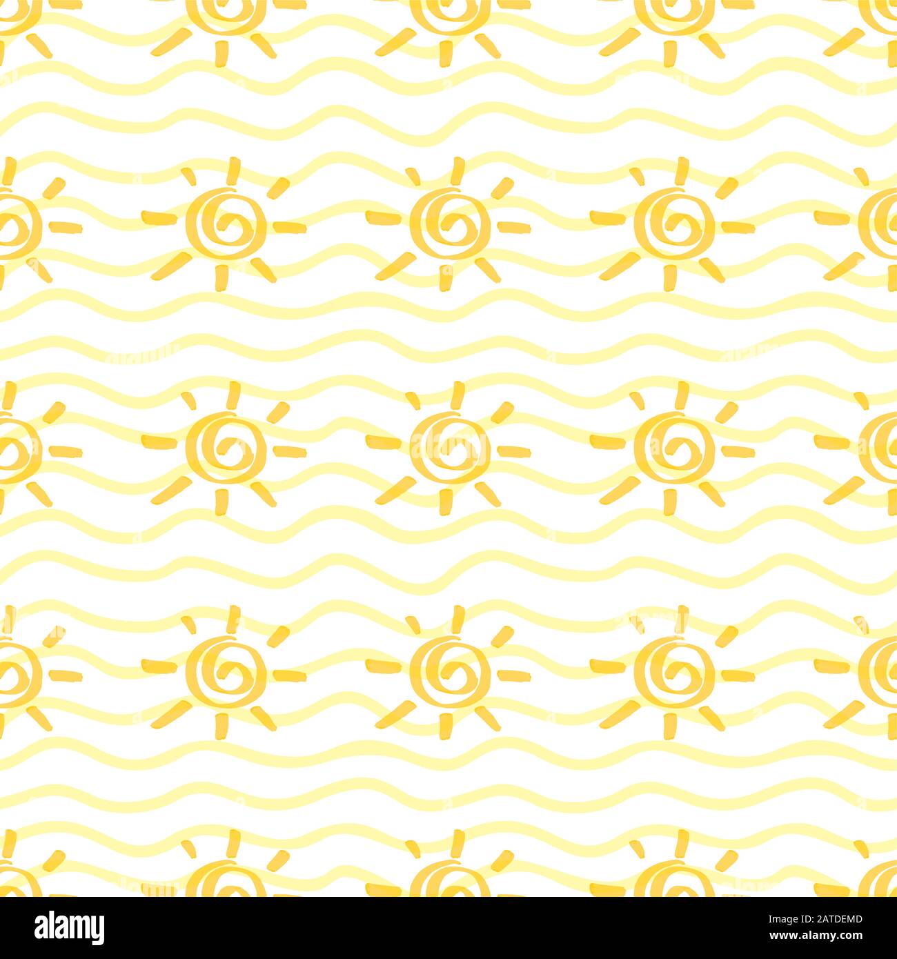 Seamless pattern with sun hand drawn by marker. Sunshine repeating ...
