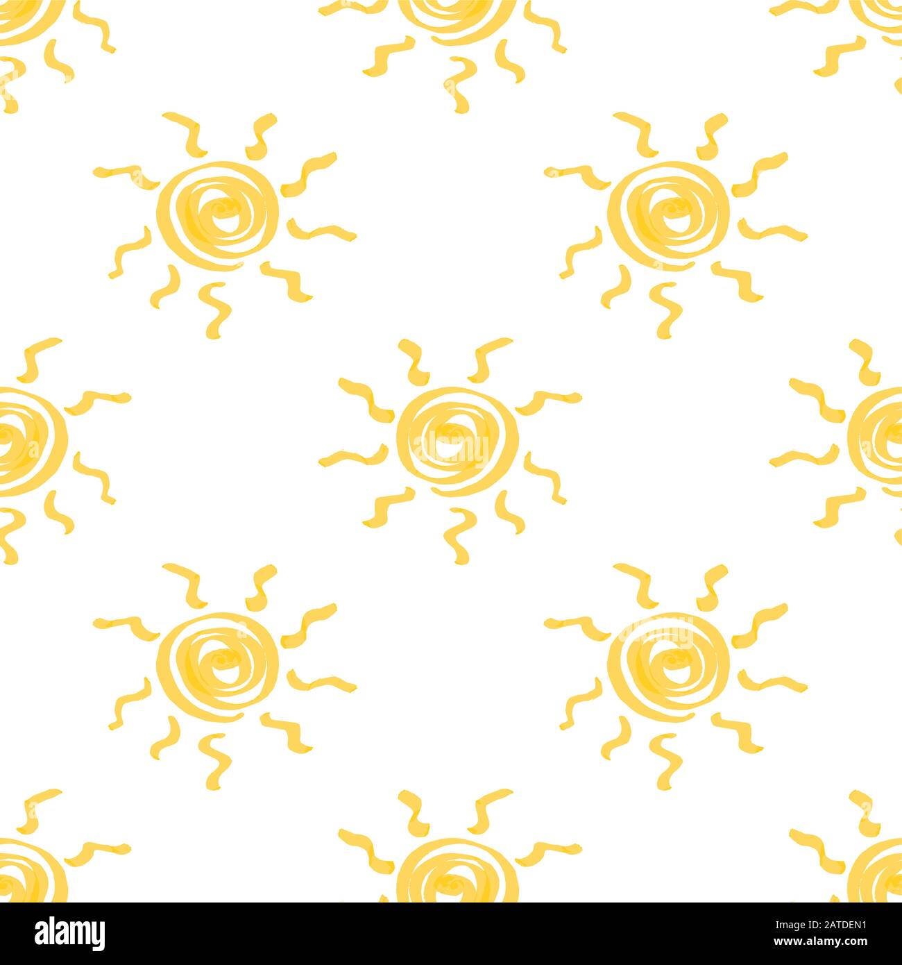 Seamless pattern with sun hand drawn by marker. Sunny repeating texture ...