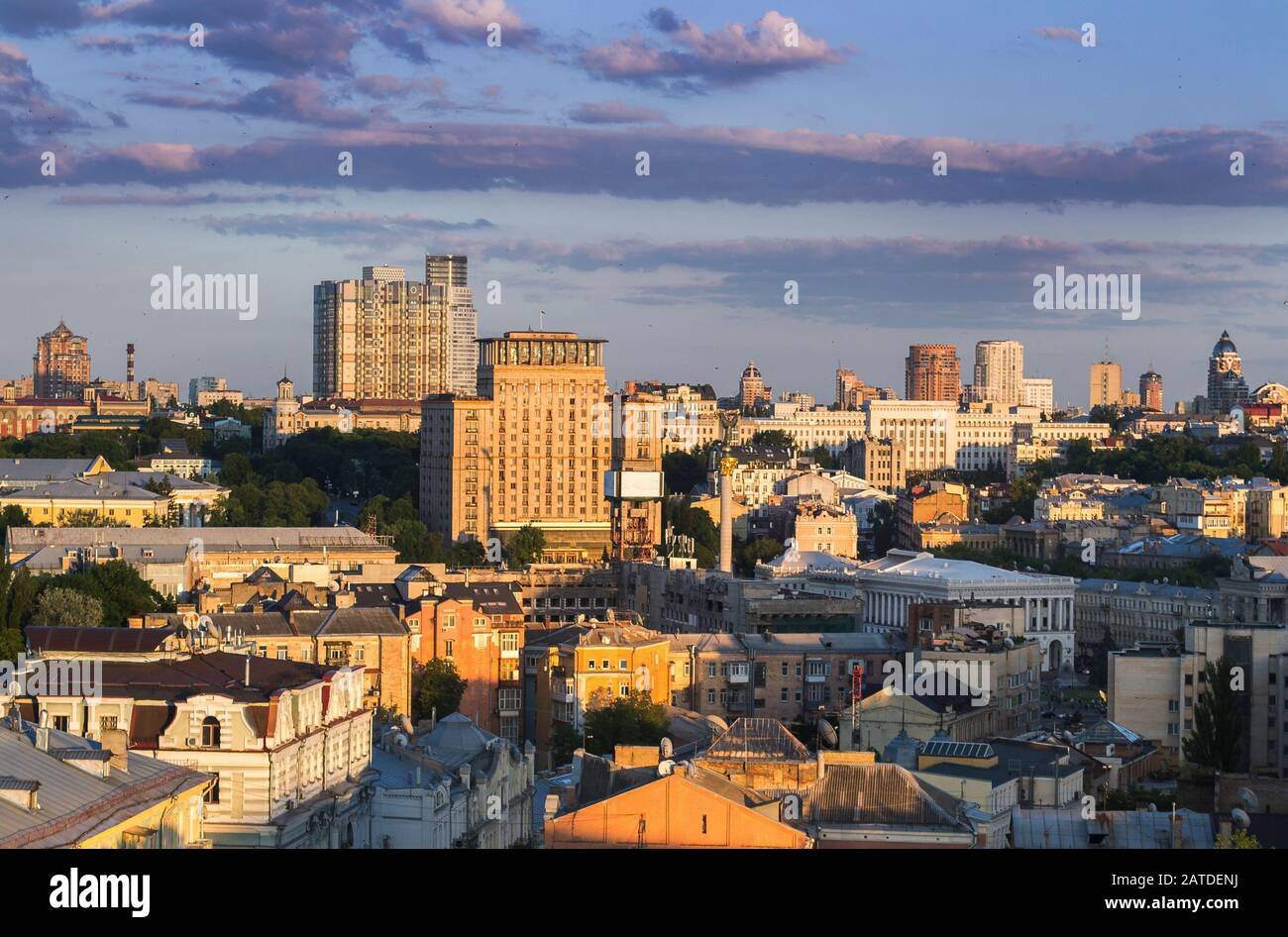 Panorama of kyiv city center, business cityscape of Kiev, Ukraine. Old ...