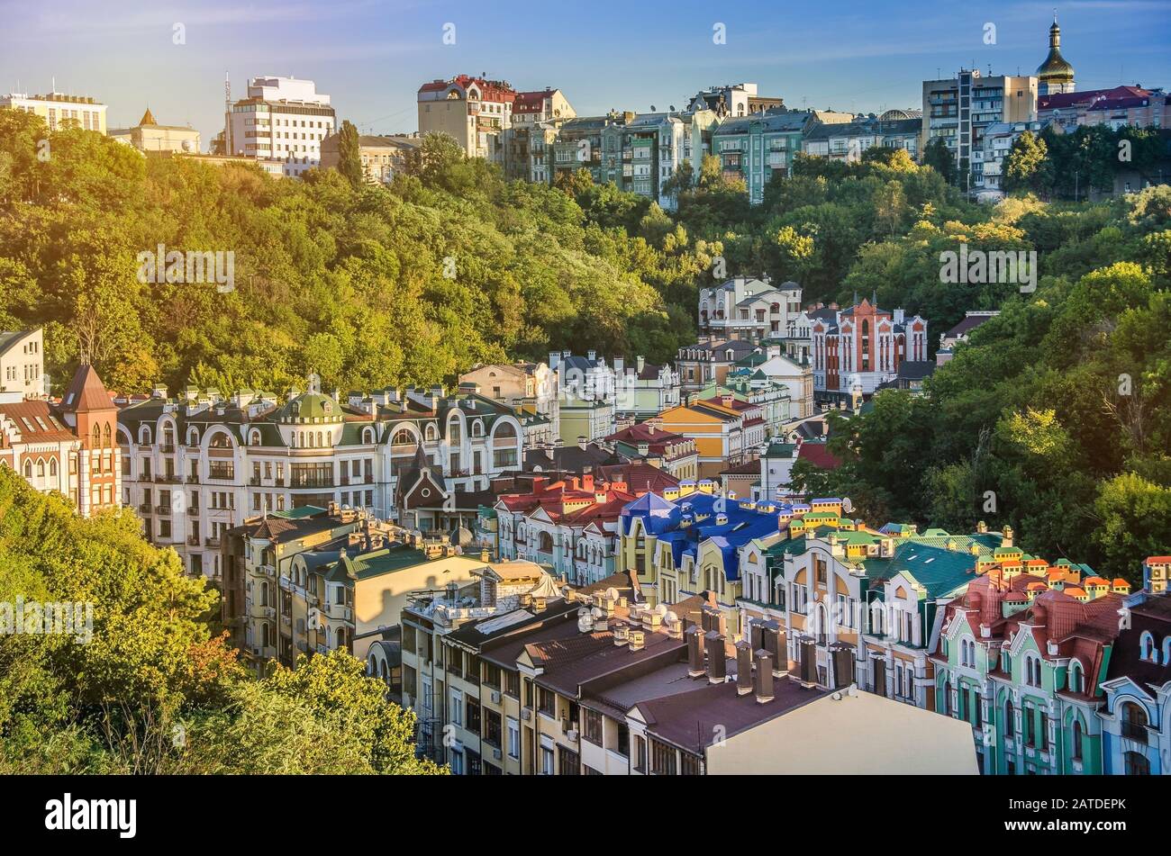 Kiev. Ukraine. Colored Kiev houses at Vozdvizhenka part Stock Photo - Alamy