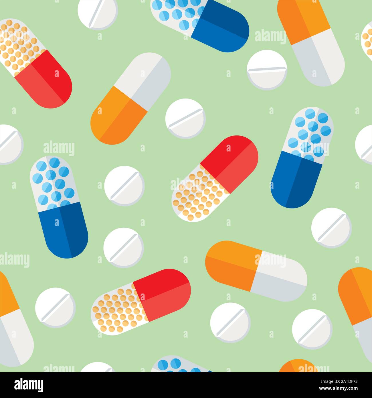 Medical pills and tablets texture in flat style. Stylized medication ...