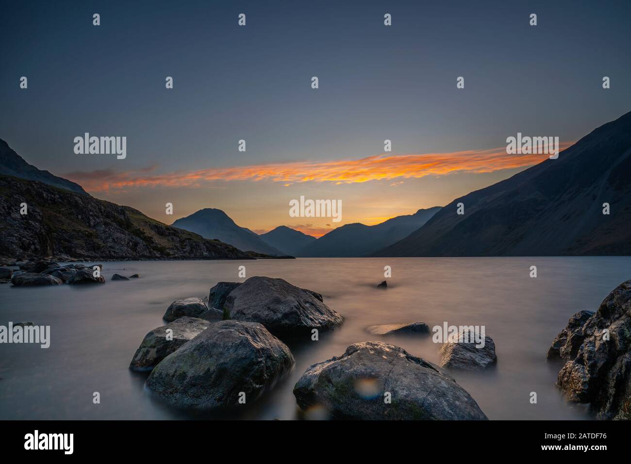 Sunrise over Wast Water a lake located in Wasdale, a valley in the ...