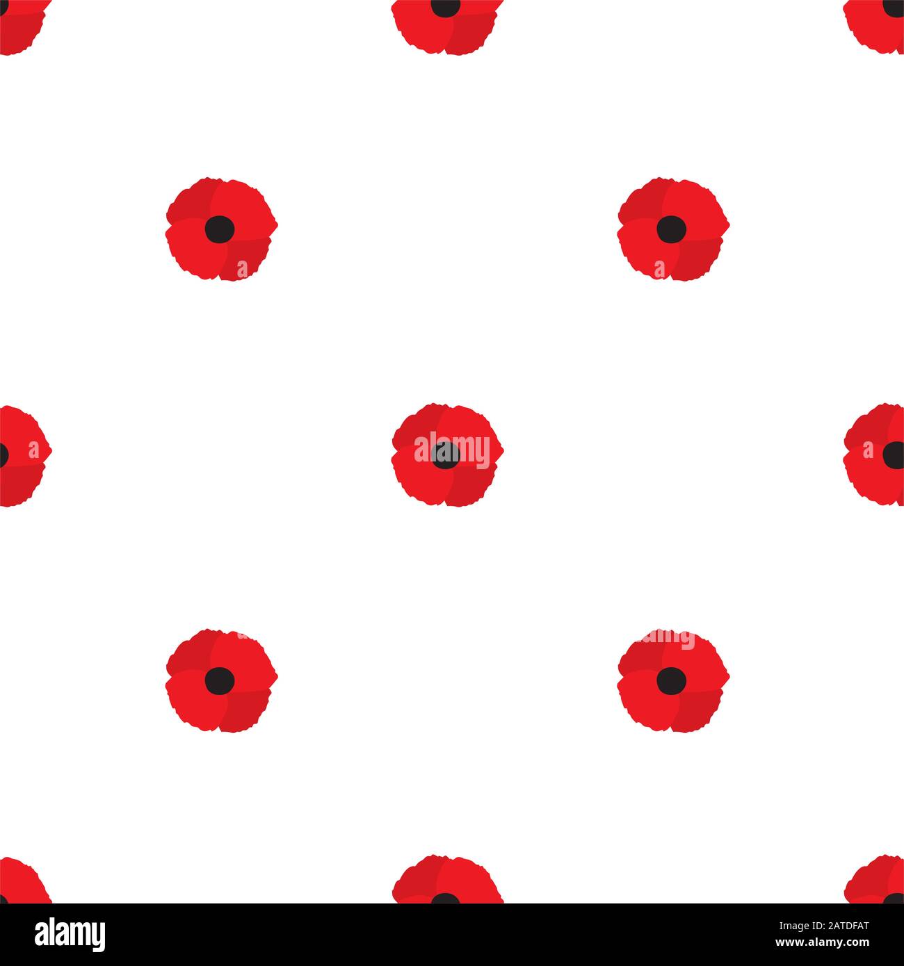 Red poppy flowers seamless pattern. Simple vector floral continuous ...