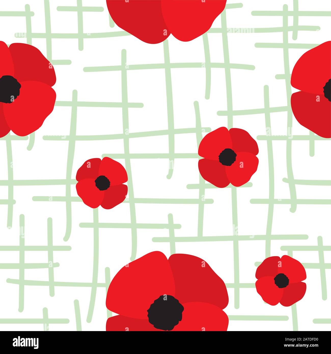 Red poppy seamless pattern. Repeating texture with stylized flowers and ...