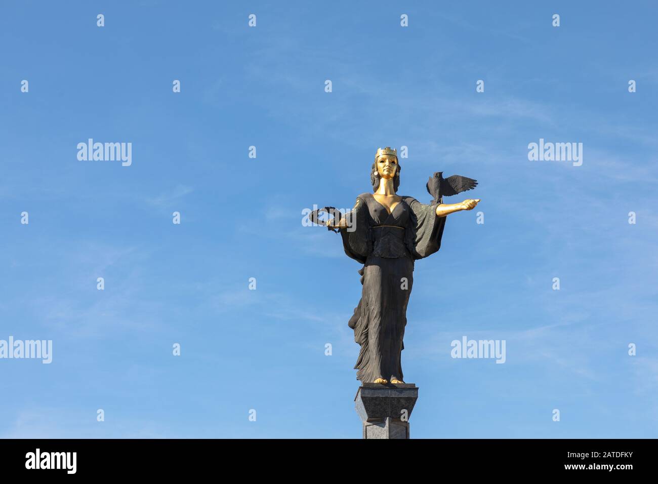 Golden Statue of St. Sofia in Sofia, Bulgaria. The statue of Hagia ...