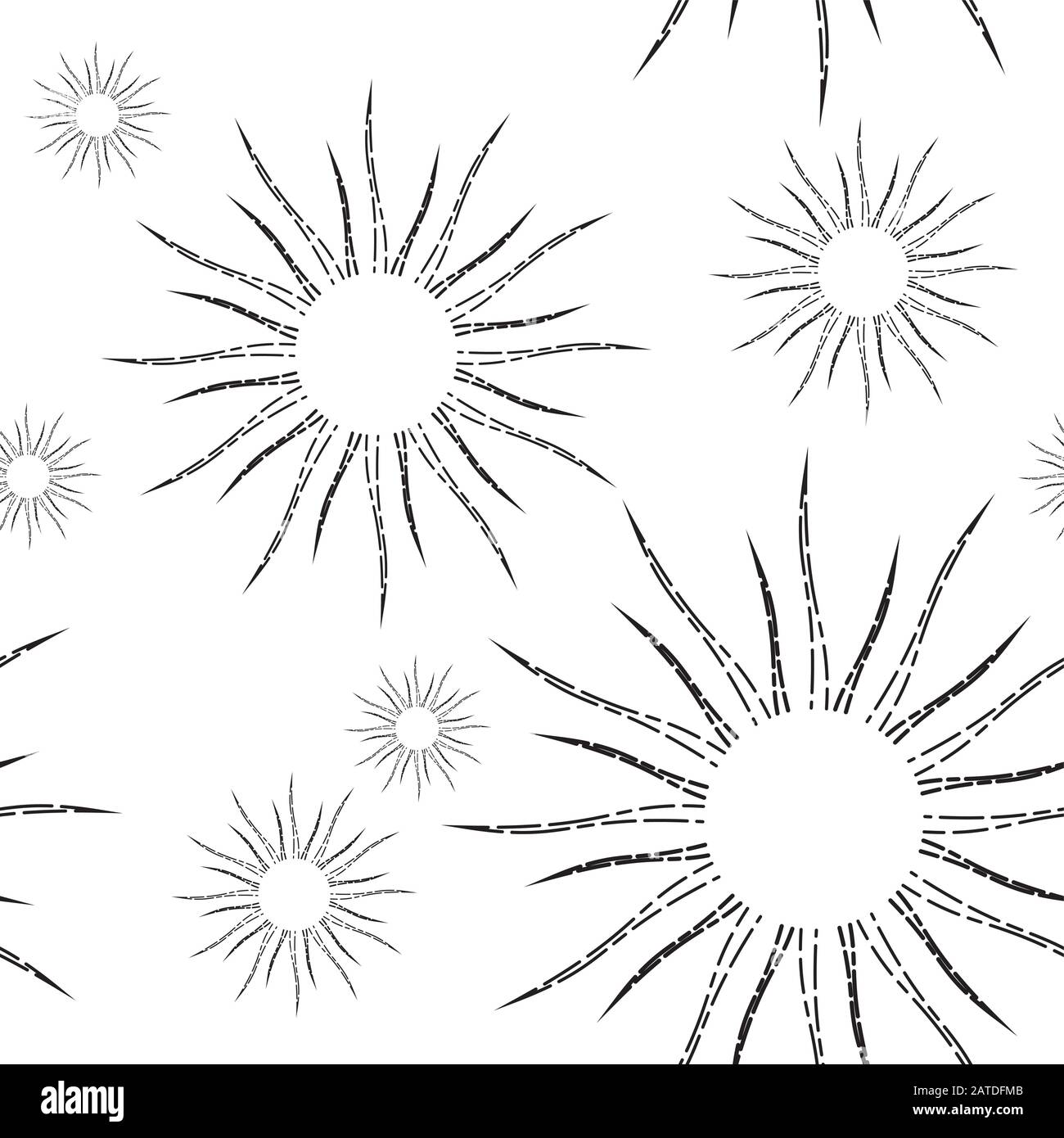 Sunshine rays seamless pattern in vintage style. Sunburst linear ...