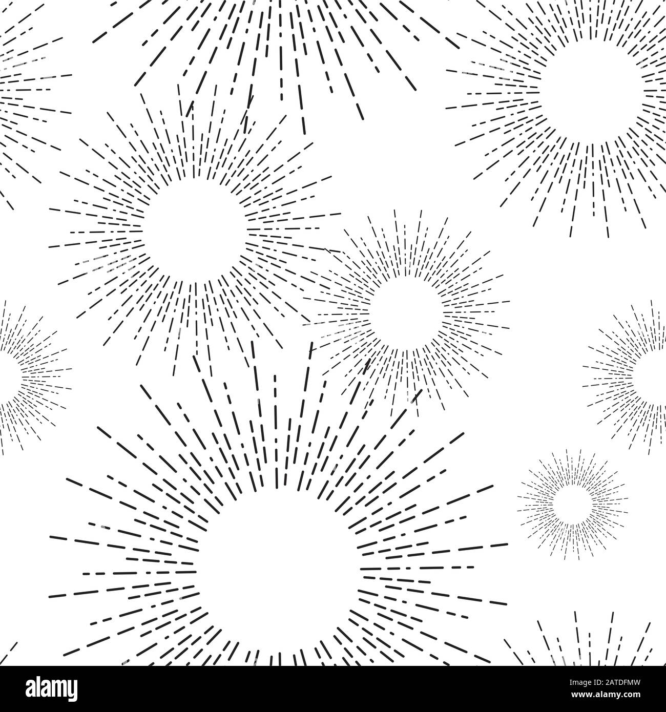 Sunshine rays seamless pattern in vintage style. Sunburst linear ...