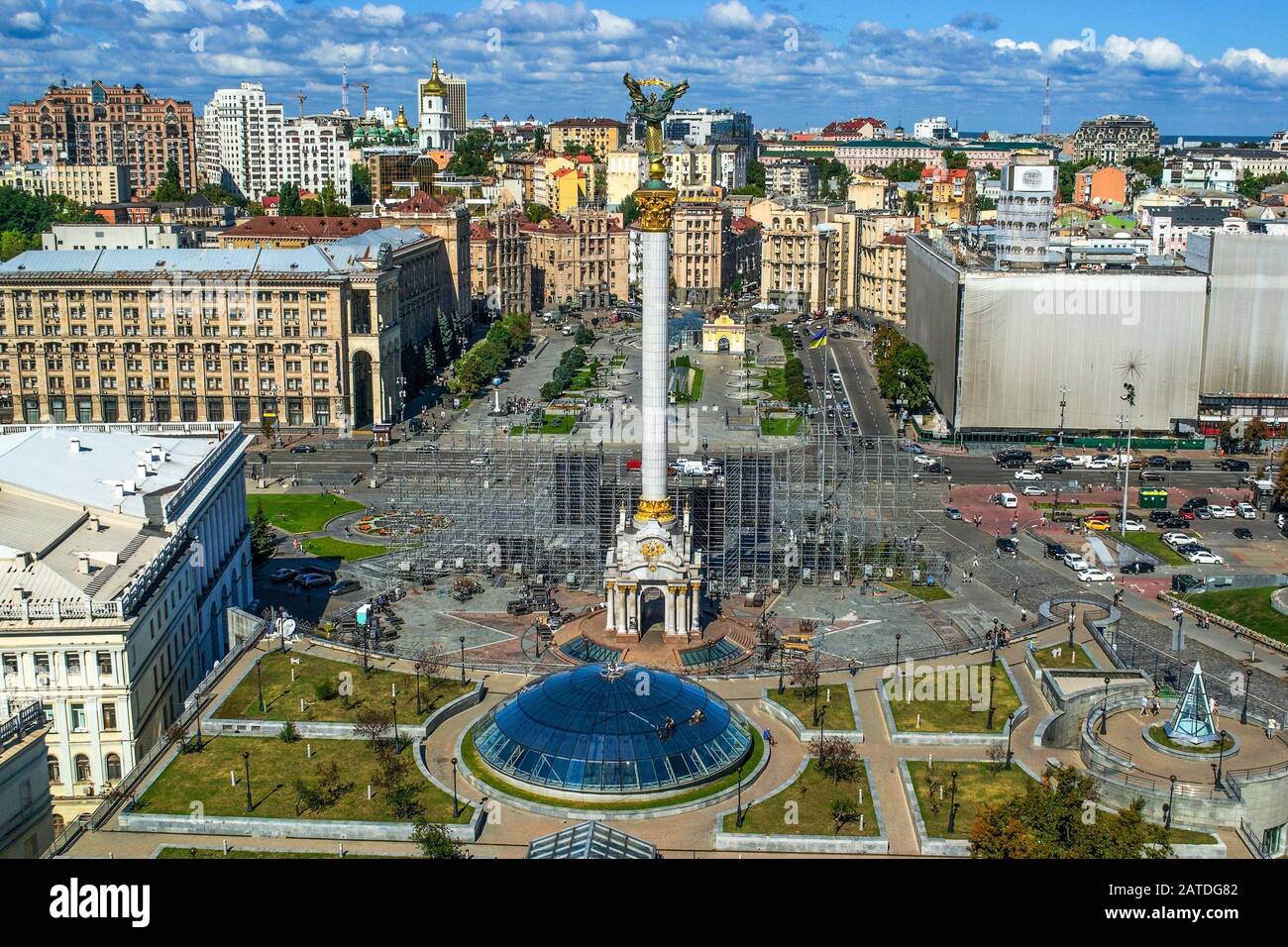View of the street Khreshchatyk and Independence Square in Kiev from a ...