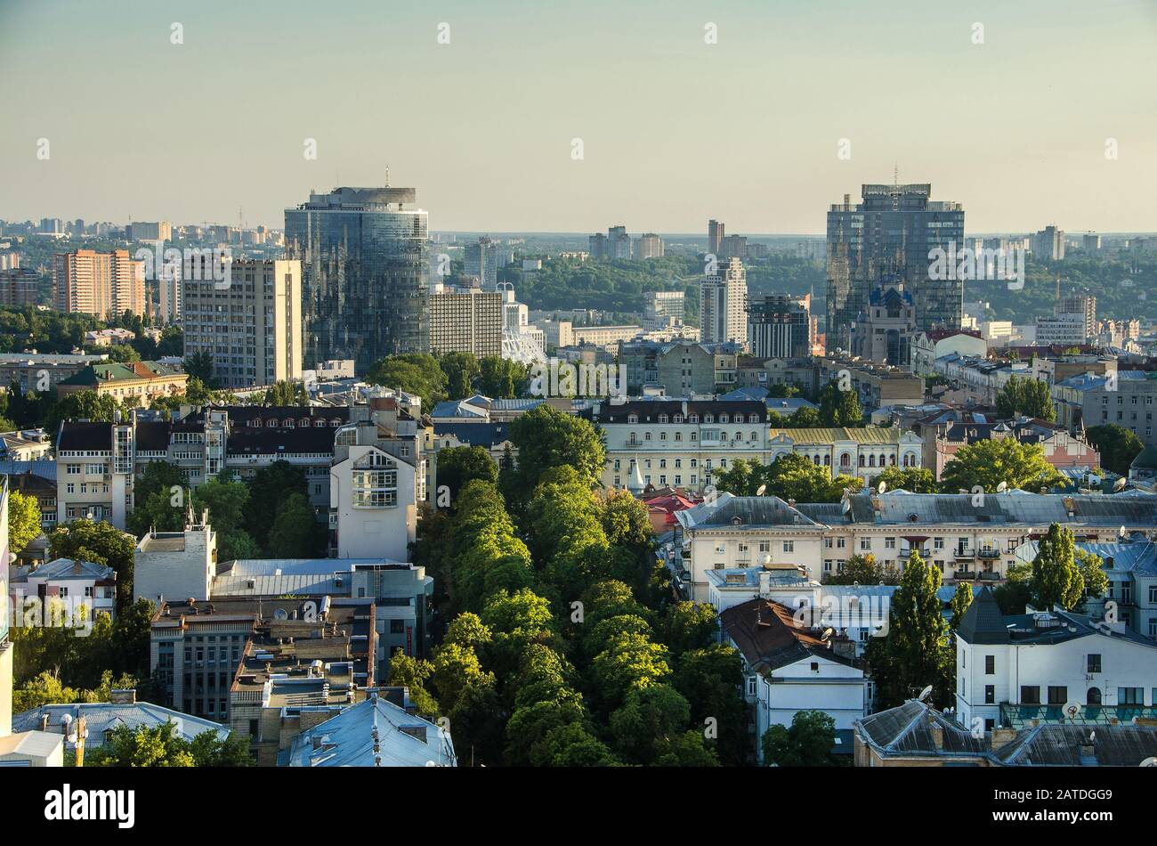 Panorama of kyiv city center, business cityscape of Kiev, Ukraine. Old ...
