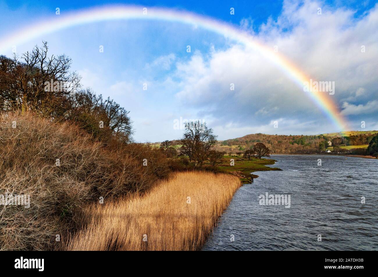 Rainbow over the river Conwy in North Wales Stock Photo - Alamy