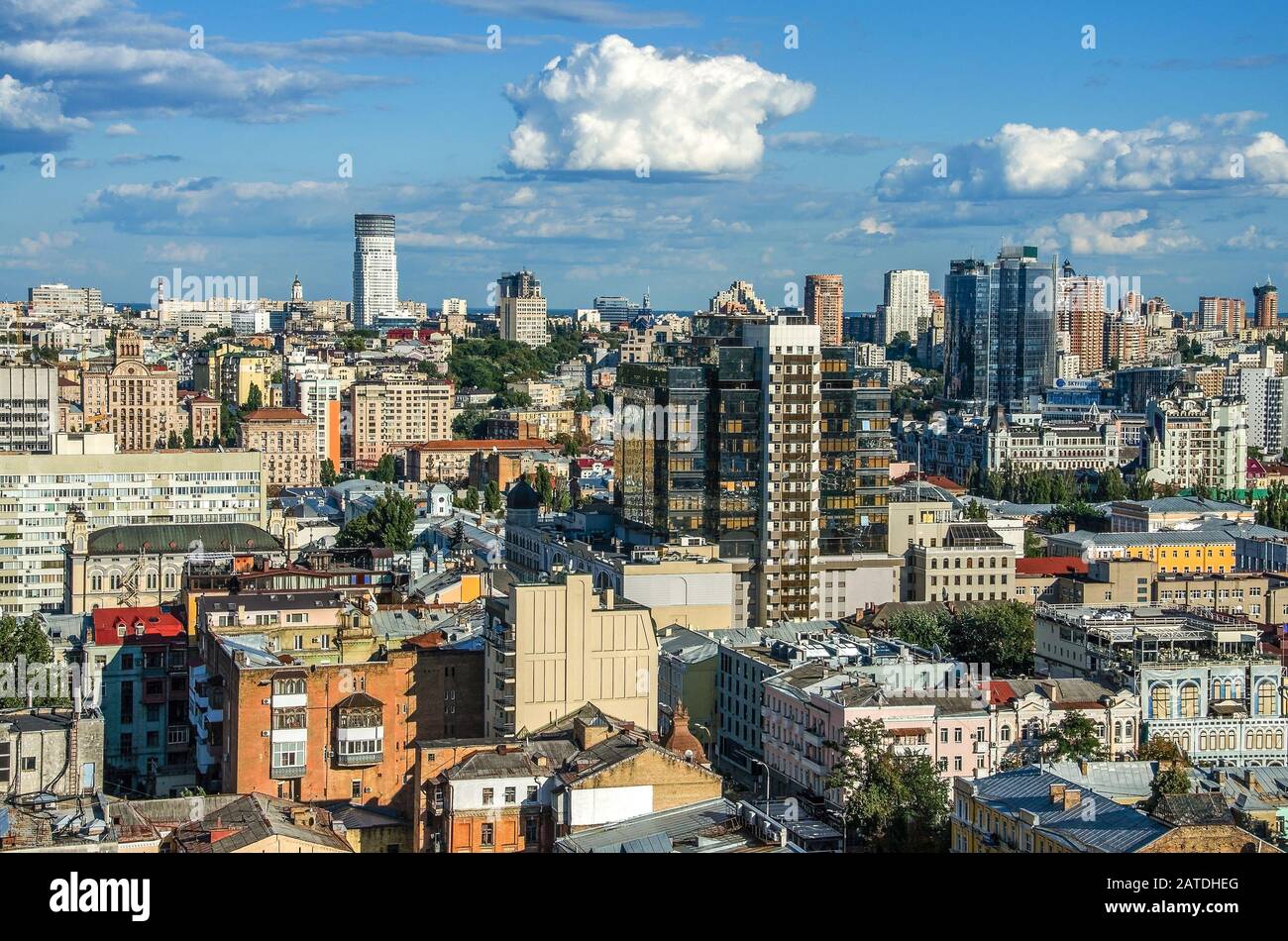 Kiev cityscape: view of central part. Kiev is capital of Ukraine and ...
