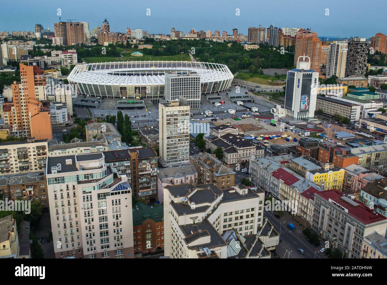 KIEV, UKRAINE - JUNE 17: Architecture of Kiev city center at day on 17 ...
