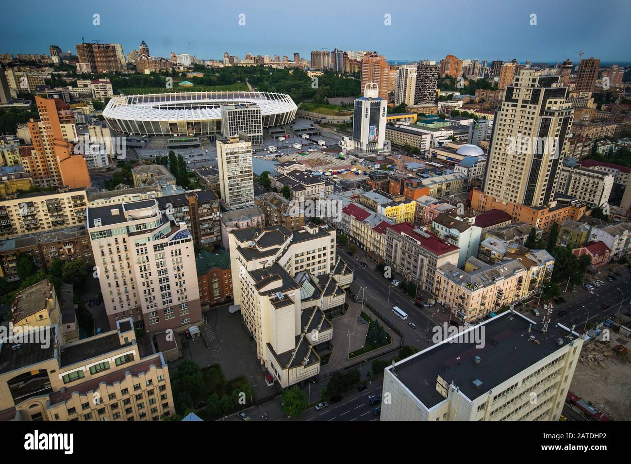 KIEV, UKRAINE - JUNE 17: Architecture of Kiev city center at day on 17 ...