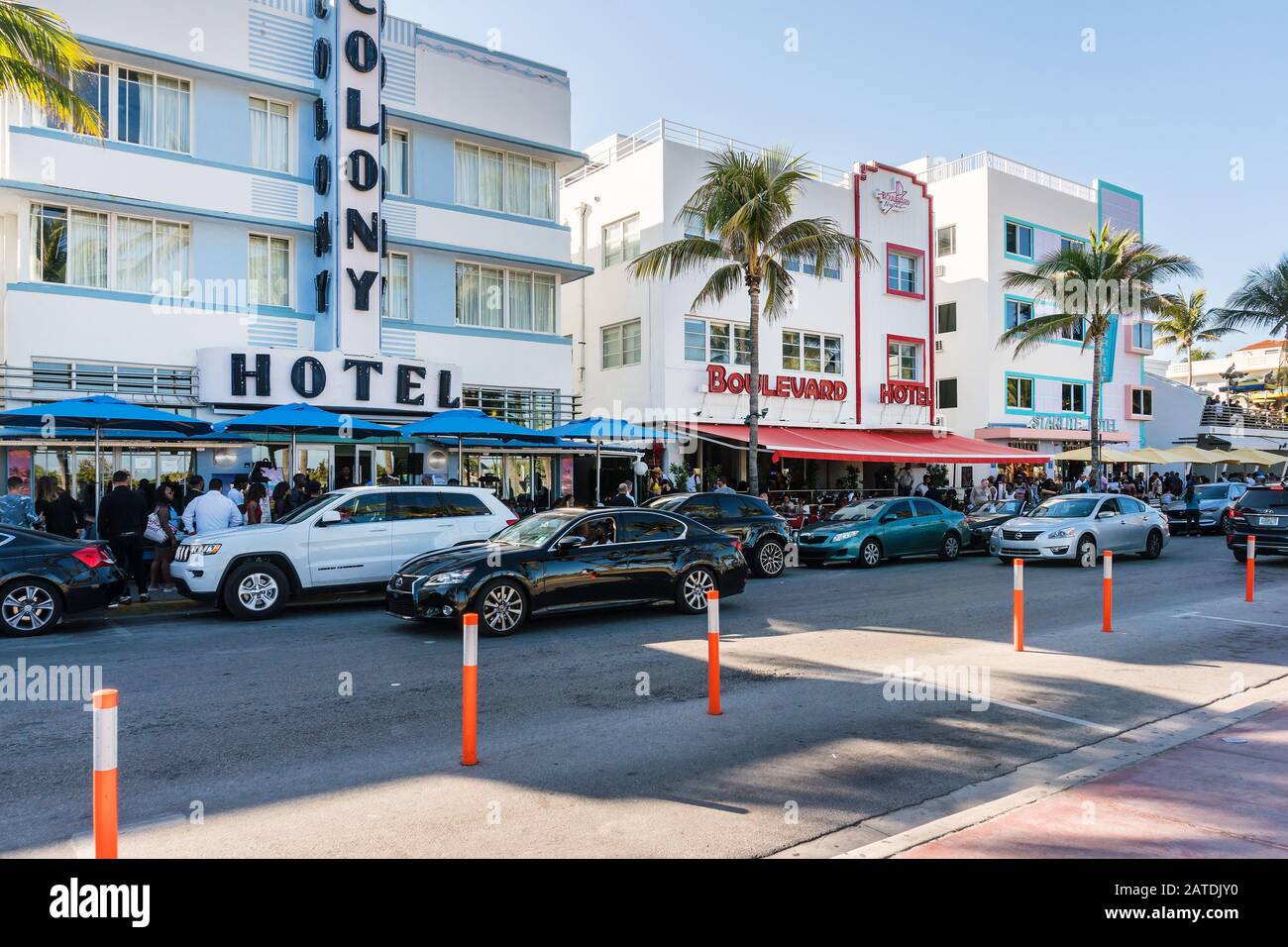 Miami,USA-march 15,2018:walking among the buildings on the famous Ocean ...