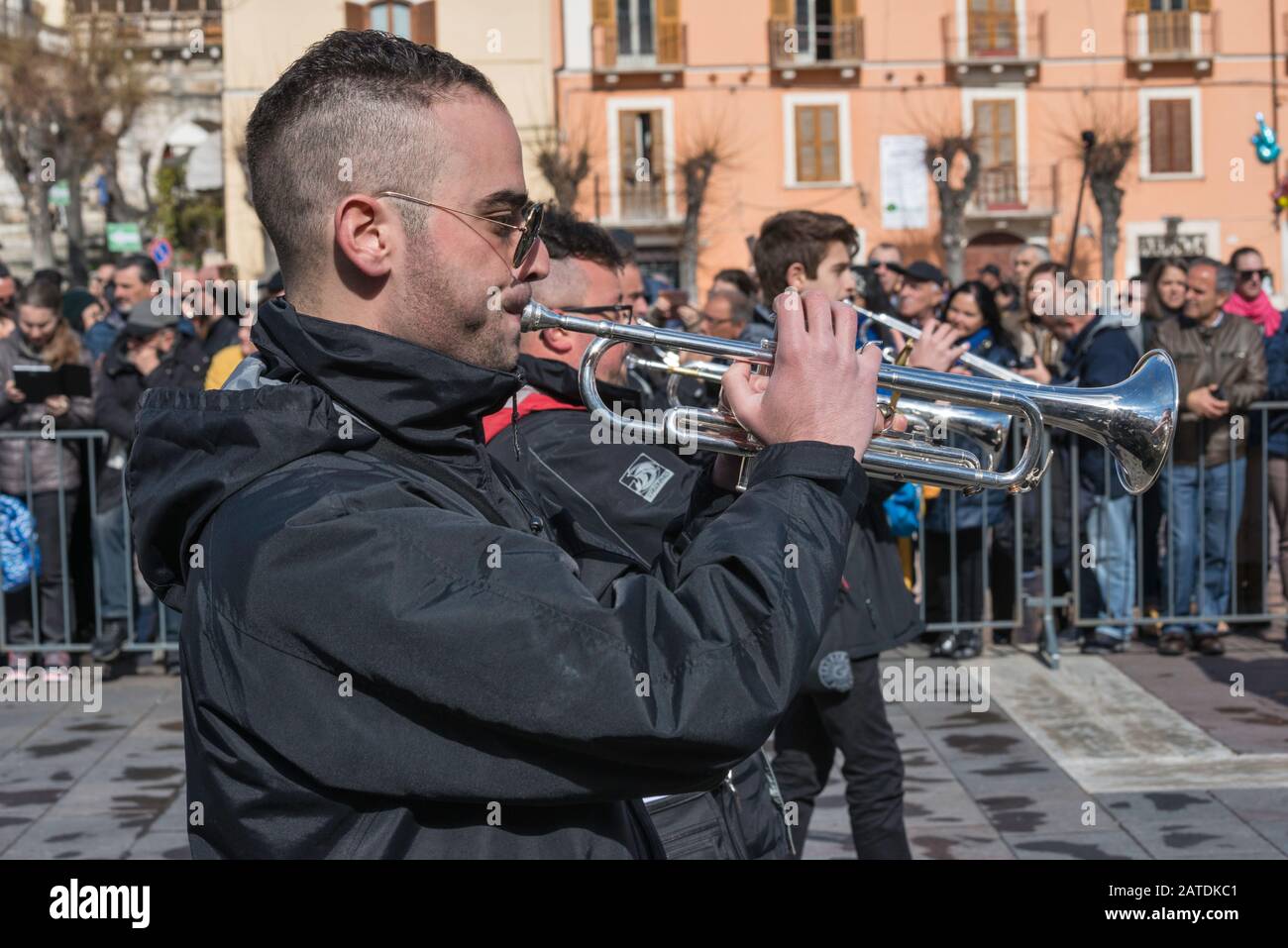 Marching orchestra members at Madonna che Scappa celebration on Easter ...