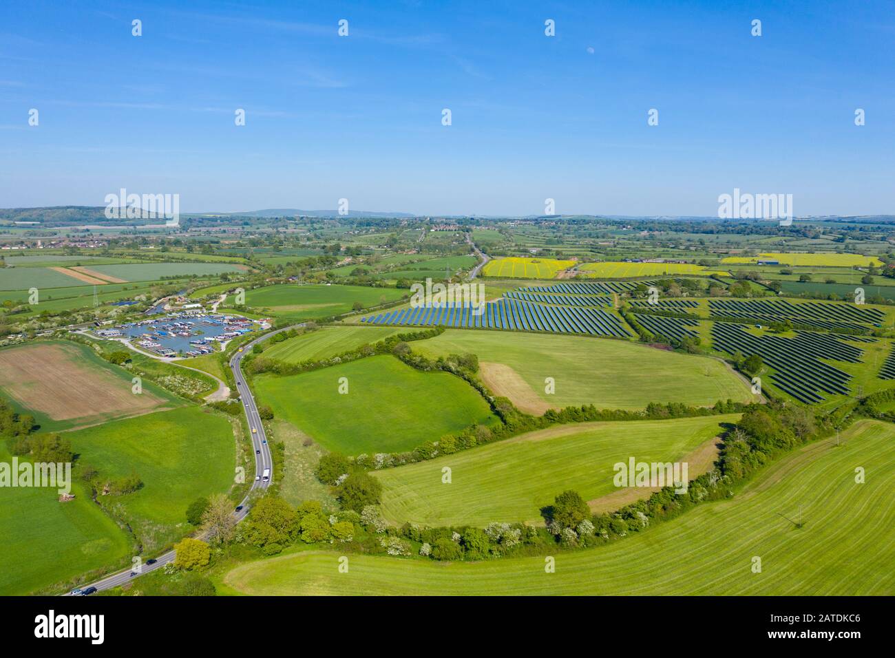 An aerial picture of Wiltshire countryside. The A361 to Devizes and ...
