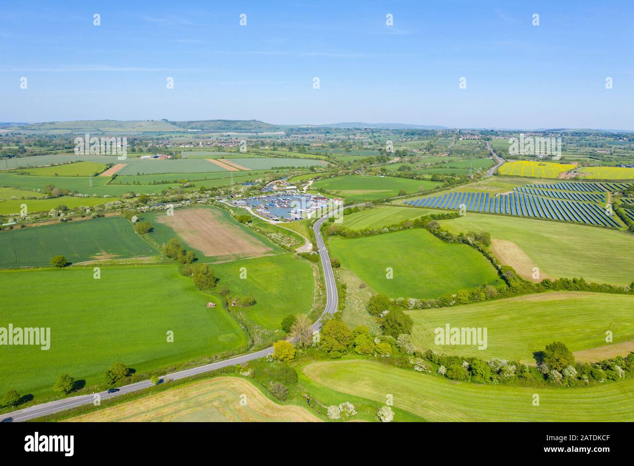 An aerial picture of Wiltshire countryside. The A361 to Devizes and ...