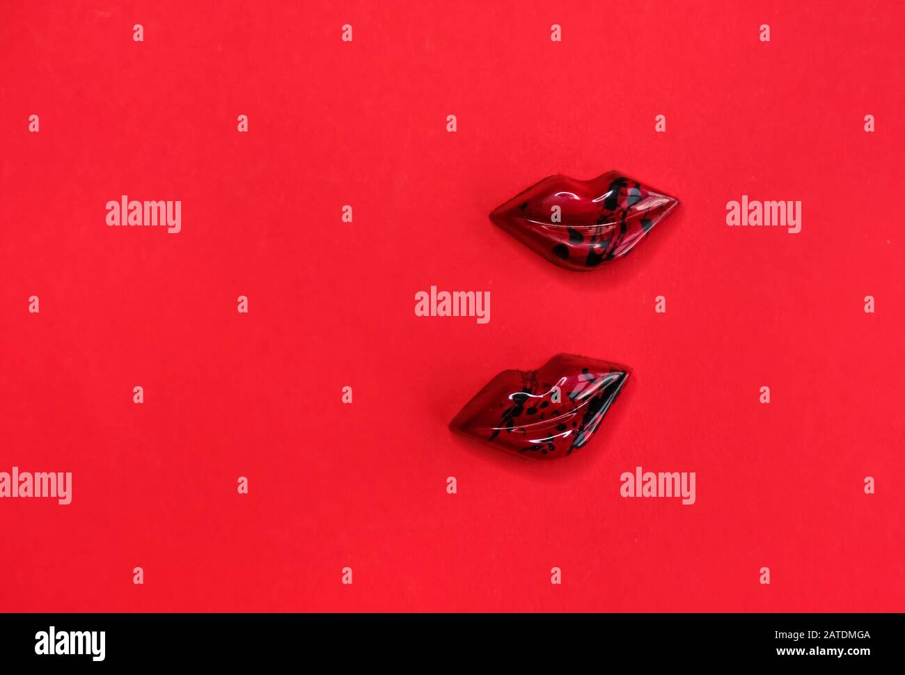Red chocolate lips banner Stock Photo - Alamy