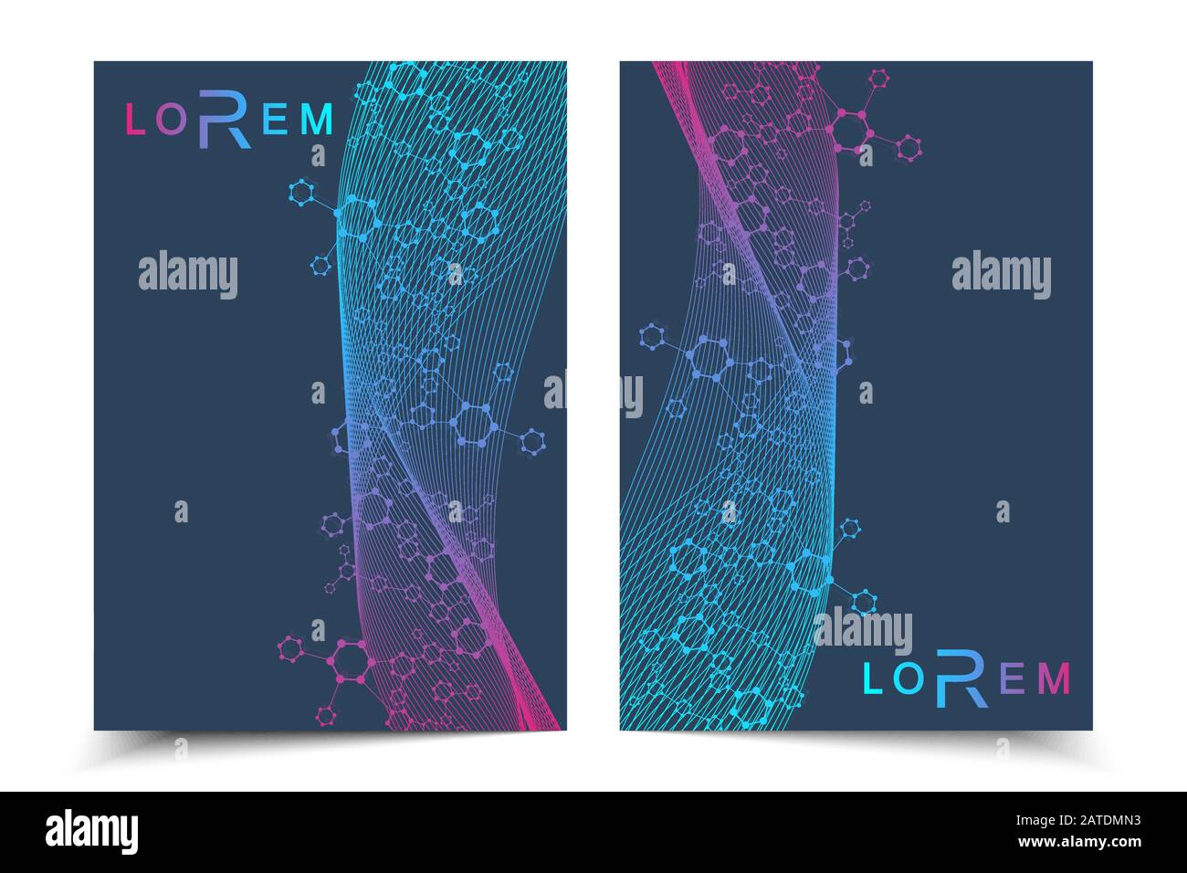 Scientific brochure design template. Vector flyer layout, Molecular ...