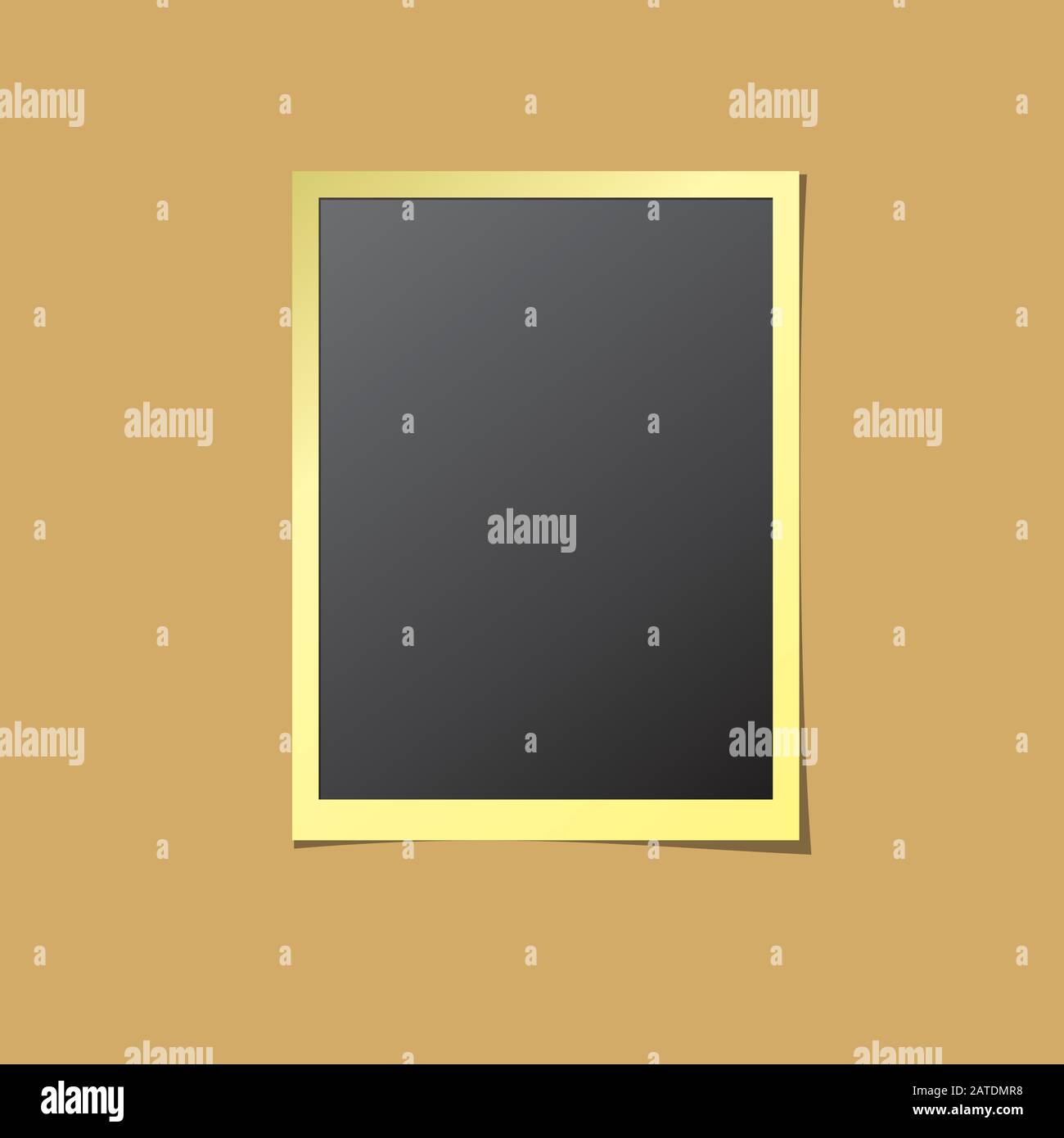 Golden paper photo frame isolated mock up. Realistic photograph with ...