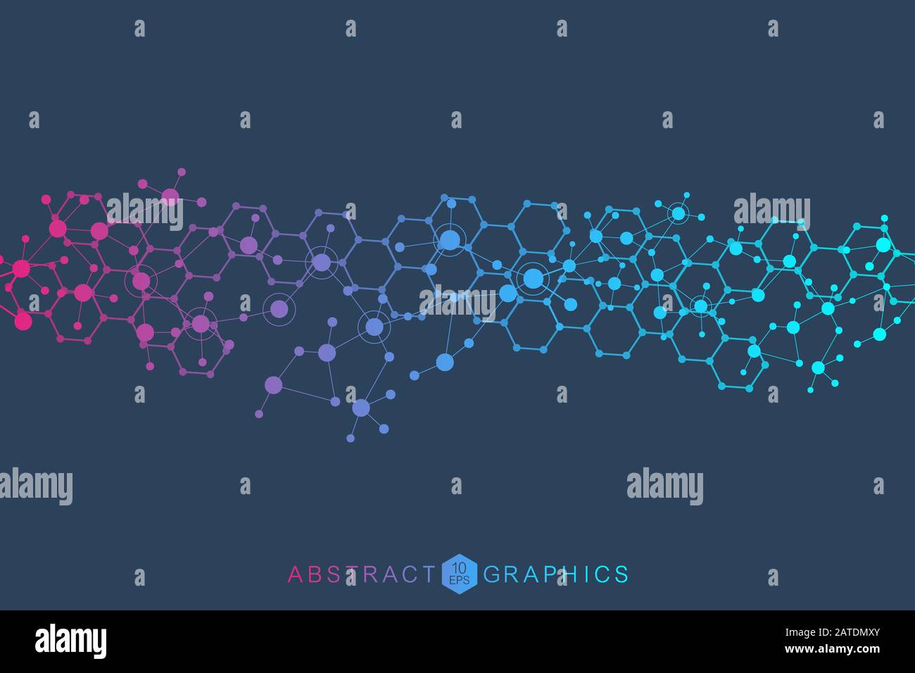 Science network pattern, connecting lines and dots. Technology hexagons ...