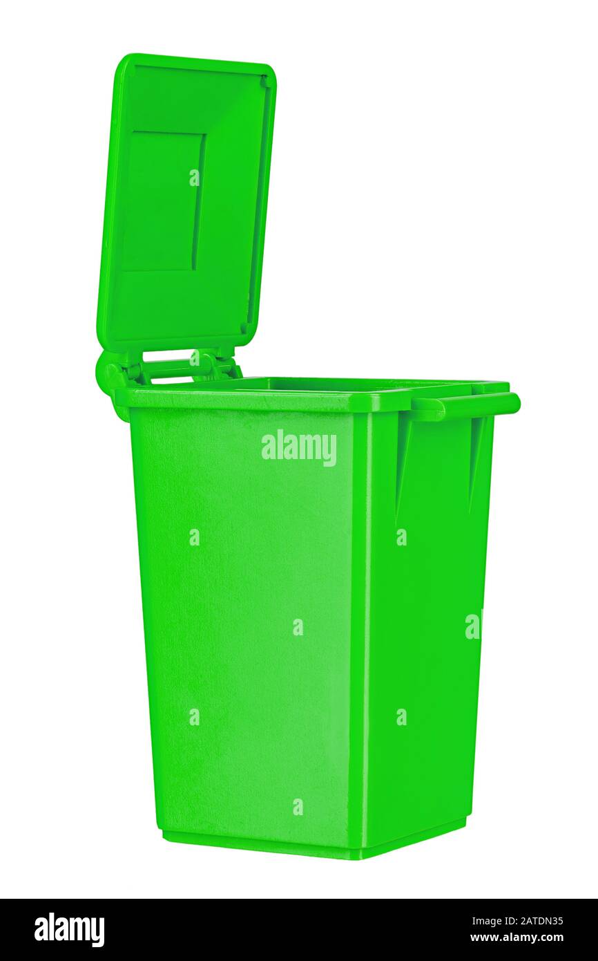 open green trash bin isolated on a white background. file contains ...