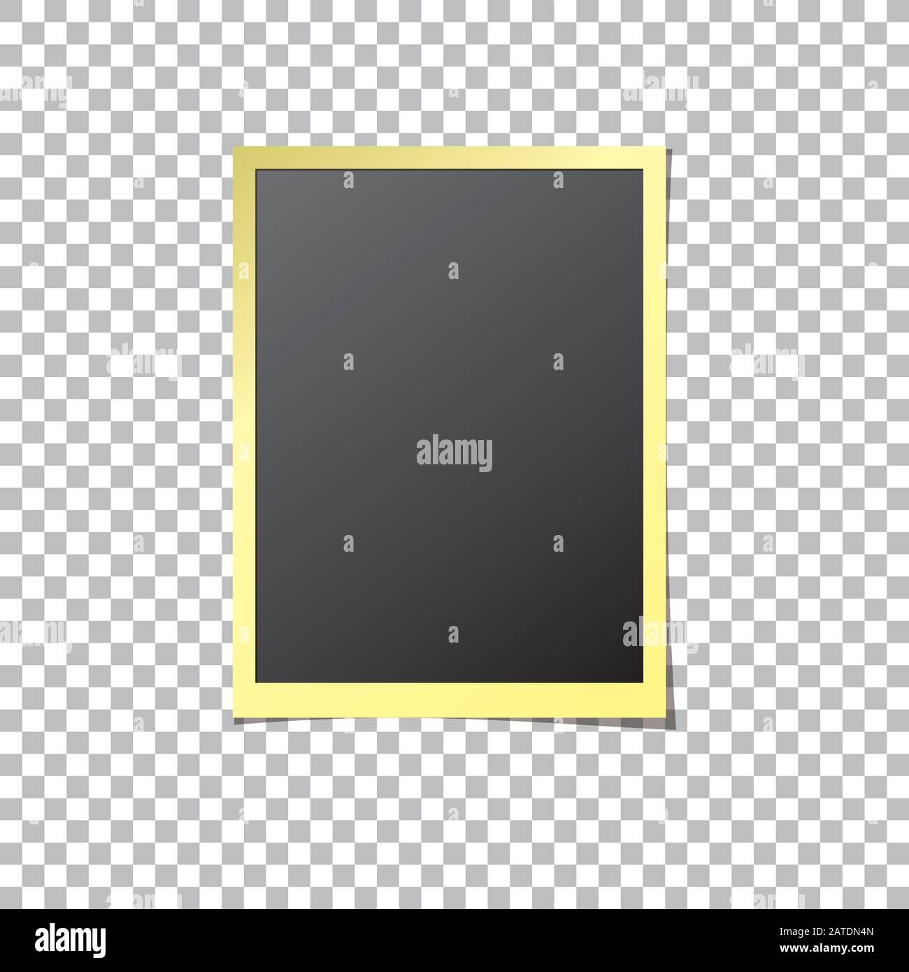 Golden paper photo frame isolated mock up. Realistic photograph with ...